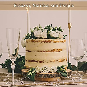 Hanson and Bennett Wooden Rustic Cake Stand - Beautiful and Natural Rustic Wedding Cake Stand - Smooth, Finished Wood Cake Stand Rustic Slab - Stunning Wood Slice Cake Stand for Wedding Reception