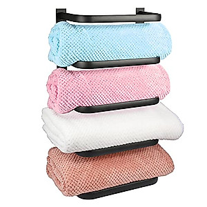 Kalekey Bathroom Wall Towel Rack, Bath Towel Holder Rack Towel Shelf Wall Towel Storage Mounted Towel Rack Holder for Bathroom Black