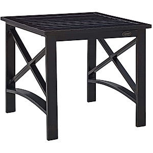 Crosley Furniture Kaplan 3-Piece Outdoor Chair and Side Table Set, Patio Conversation Sets for Porch, Deck, Oiled Bronze with Mist Cushions