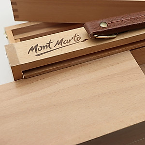 Mont Marte Multi-Purpose Wooden Art Box. 3 Layers of Storage for Organizing Art Supplies. Features a Leather Carry Handle for Easy Transport