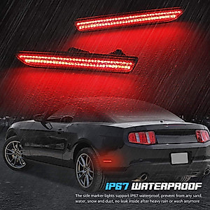 NDRUSH Front Amber LED Side Marker Lights Rear Red Bumper Sidemarker Lamps Reflectors Compatible with 2010-2014 Ford Mustang - Pack of 4