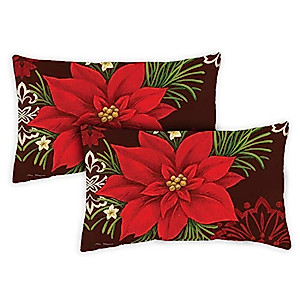 Toland Home Garden Red Damask 12 x 19 Inch Indoor, Pillow Case Only (2-Pack)