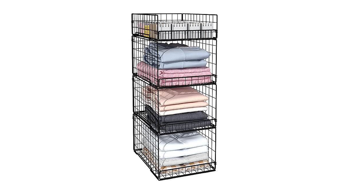 4 Tier Closet Organizers - Stackable Storage Bins