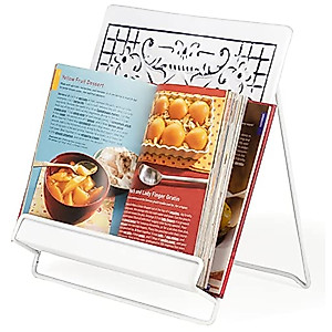 Red Co. 9.5” x 11.25” Foldable Embossed Metal Cookbook Stand & Recipe Holder, Distressed White