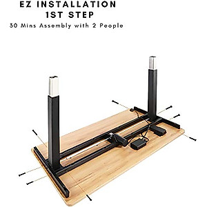CAXXA Sit Stand Adjustable Height Desk Electric for Home Office (Urban Teak Tabletop, 48" x 24")