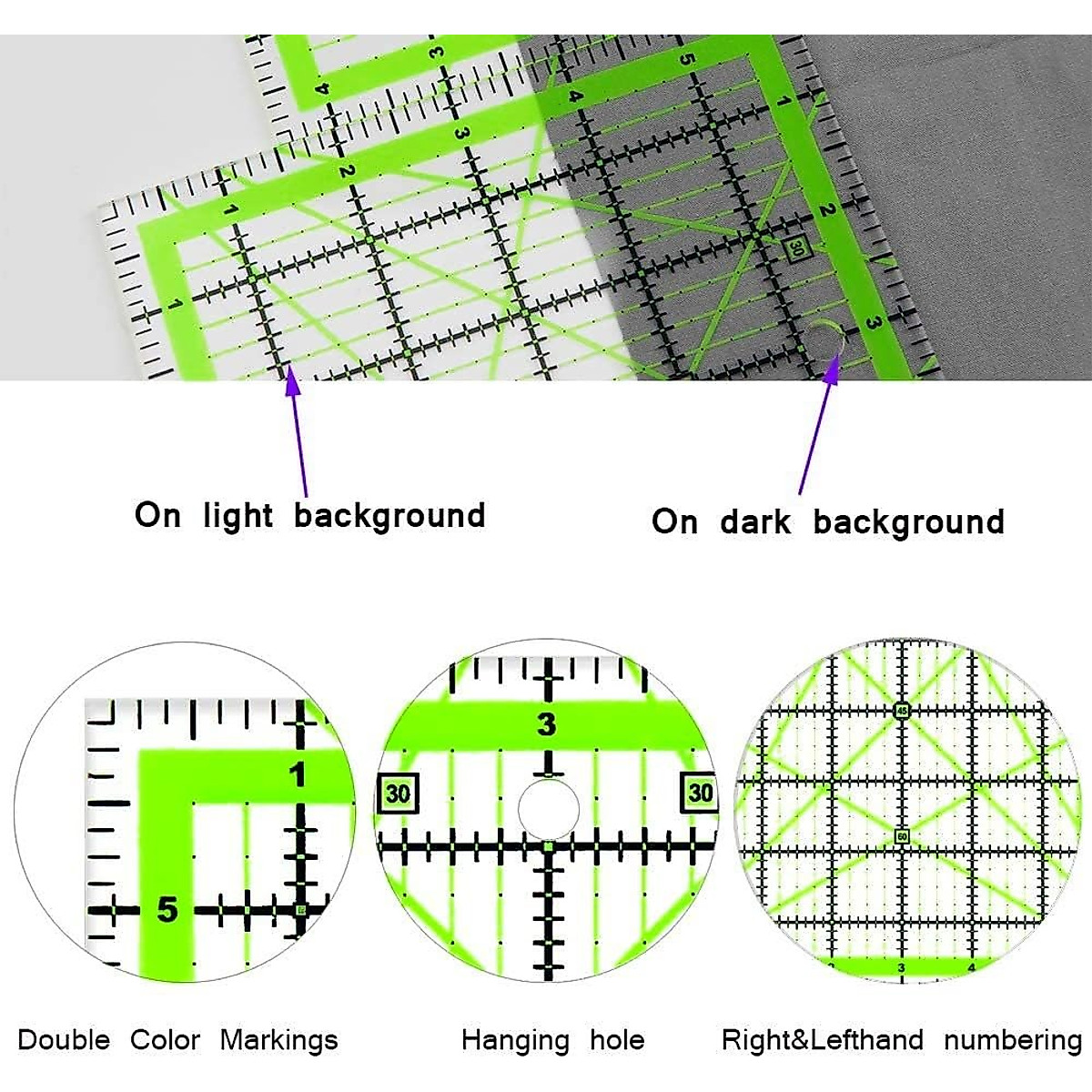 Quilting Rulers,4 Square Ruler Quilting Templates(4.5"X4.5", 6"X6", 9.5"X9.5", 12.5"X12.5"),Quilting Rulers Acrylic Rulers
