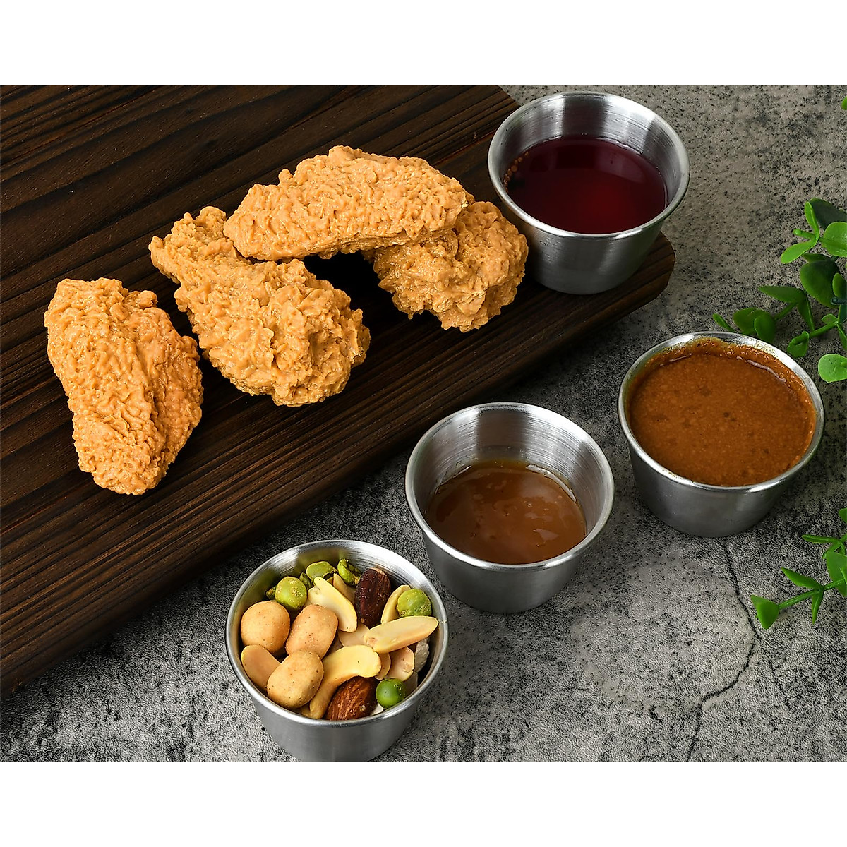 Victhur Salad Dressing Container To Go, 6 Pieces 2.4oz 304 Stainless Steel Sauce Containers with Silicone Lids for Snacks, Dipping Sauce