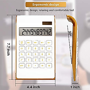 2 Pieces Office Home Calculator Slim Calculator Cute Calculator Solar Power Calculator Desk Calculator Tilted LCD Display for Business Office School Supplies, 10 Digits