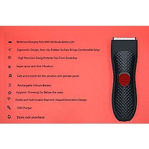 EBC Body Hair Trimmer Clipper cuts Hair Safe on Skin, Electric Body Shaver – Safe & Gentle Grooming Tool for Men and Women, Dual Heads with Rechargeable Design.