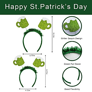 Estivaux 2 PCS St. Patrick's Day Headbands, Glitter Green Headwear Tassel Hair Accessories Holiday Hair Hoops for Saint Patrick's Day Decorations Custome Cosplay Party Supplies