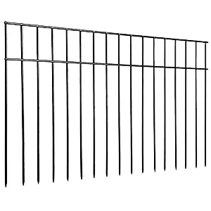 Adavin Small/Medium Animal Barrier Fence 10 Pack 24in(L) X 15in(H) Underground Decorative Garden Fencing, Dog Rabbits Fences Black Metal Fence Panel Ground Stakes for Outdoor Patio. Total Length 20Ft