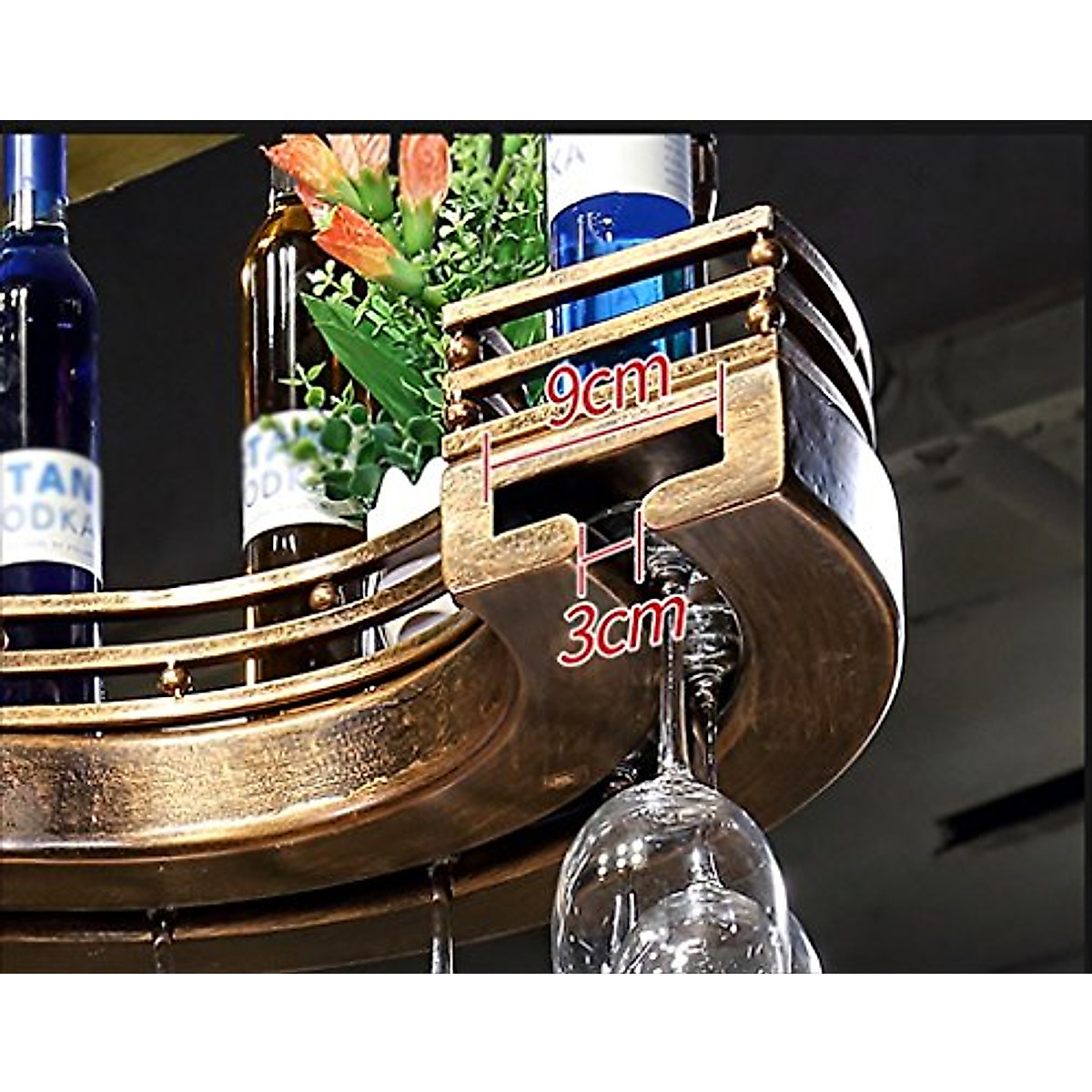 Wine Racks Metal Wine Rack/Hanging Red Wine Cup Holder/Hanging Upside Down Glass Holder/Creative Home Bar/Wine Rack Hanging Glass Holder (Size : 60 * 23cm)