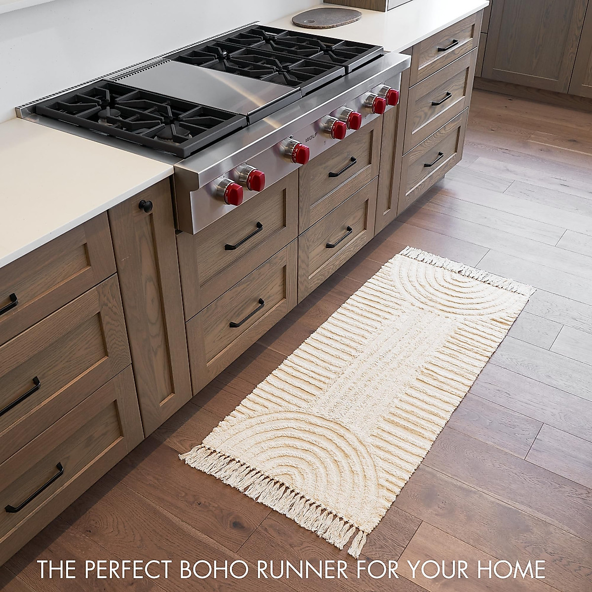 Beautiful Boho Rug with Tassels for Your Bedroom or Bathroom - Soft 2x4.3ft. Cotton Rug Fits Perfectly Into Any Bath Or Next to Beds - Washable Carpet Enhances Your Hallway/Home Decor - 24x51.6inch