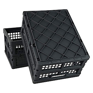 Idotry 3-PACK 15 L Plastic Stacking Folding Storage Crates, Stackable Collapsible Storage Basket