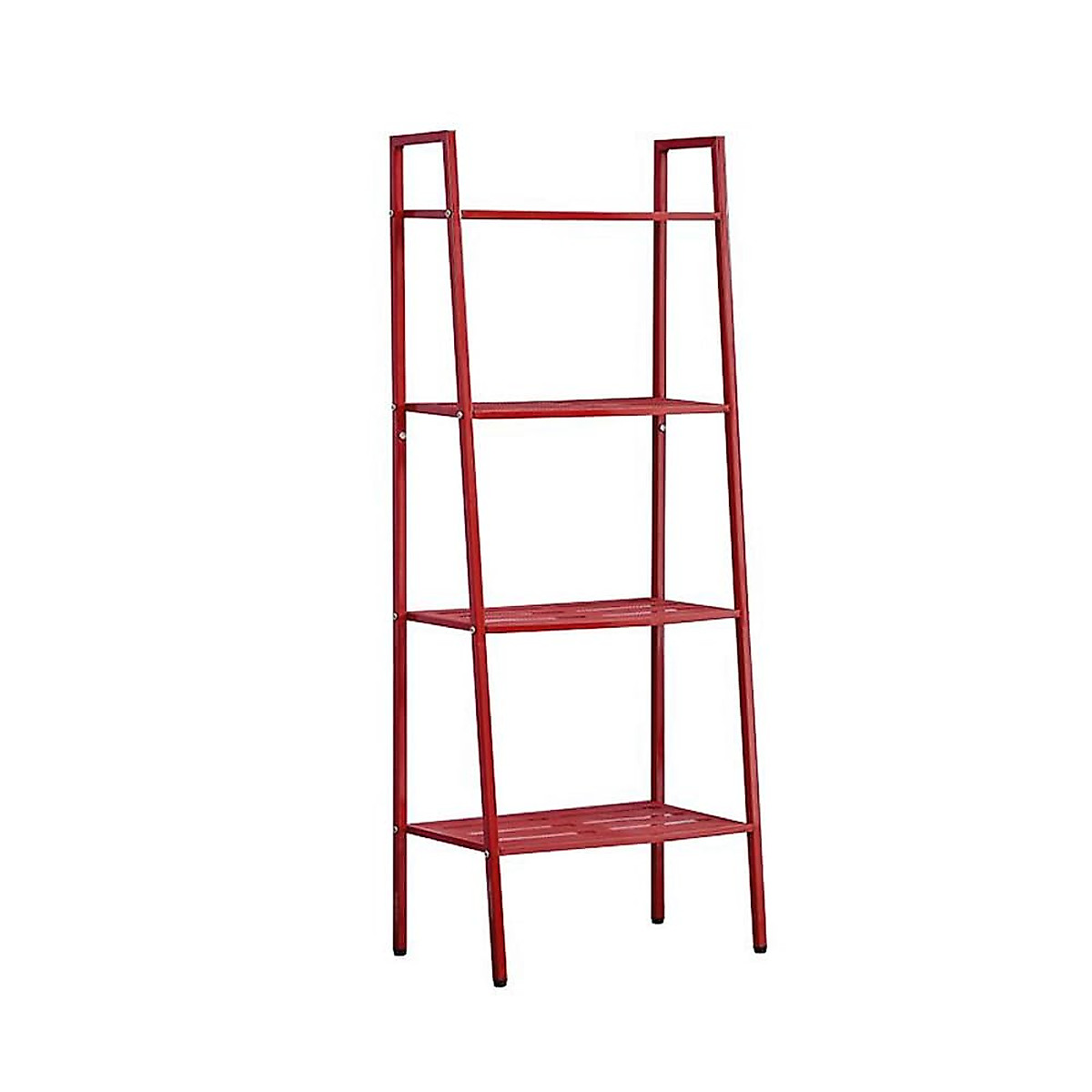 Ladder Metal Bookshelf Modern Bookcase with Rectangular Shelves Storage Rack Kitchen Storage Rack Multi-layer Bookshelf Floor-to-ceiling Trapezoidal Balcony Flower Stand Red(24"L x 14"W x 58"H, Red)