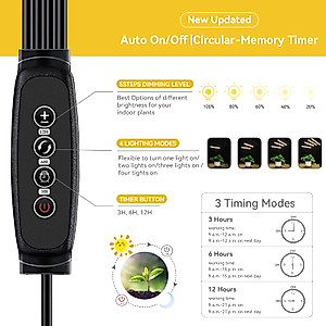 Kalrin Grow Lights for Indoor Plants, Four Head Grow Light with Full Spectrum, Adjustable Gooseneck Plant Light for Indoor Plants, Grow Lights for Seed Starting, 4 Modes, Auto 3/6 /12h Timer