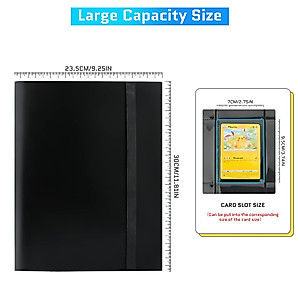 RHOTALL Card Binder for Trading Card Collection Binder, 9 Pockets Black Card Album Holder, High Qulity Card Folder for Football, Baseball, Game, Photocard - Side Loding Card Binder