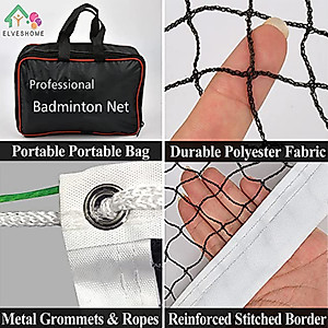 Professional Badminton Net for Backyard, Portable With Bag, Volleyball Net Outdoor, Replacement for Beach Schoolyard Competition, Size 20FT X 2.5FT