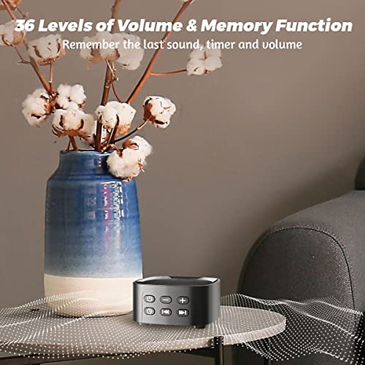 Sleepbox Sleep White Noise Sound Machines with 25 Soothing Sounds 36 Volume Levels 5 Timers Visible Sound Catalog Portable Memory Function for Home Office and Travel