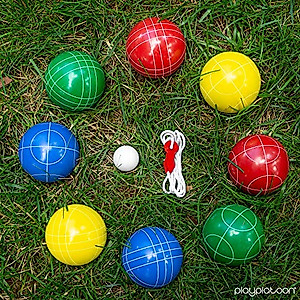 Play Platoon 90 mm Bocce Ball Set with 8 Premium Balls, Pallino, Carry Bag & Measuring Rope