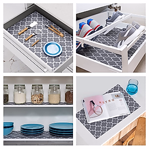 Shelf Liners for Kitchen Cabinets Non-Adhesive Waterproof Drawer Mat Liners Non Slip Refrigerator Liners Plastic Fridge Protectors for Shelves Pantry Cupboard 11.8 Inches x 10 FT Grey