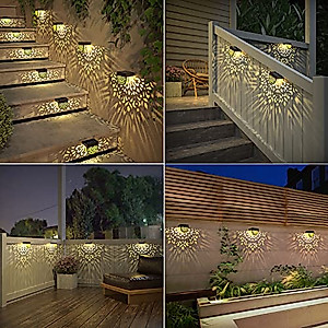 EKQ Solar Fence Lights 6 Pack Solar Deck Lights Outdoor Waterproof LED Solar Powered Step Lights Wall Lights Outdoor Decorations Warm Yellow Light Decorative Lighting for Garden, Front Door, Backyard
