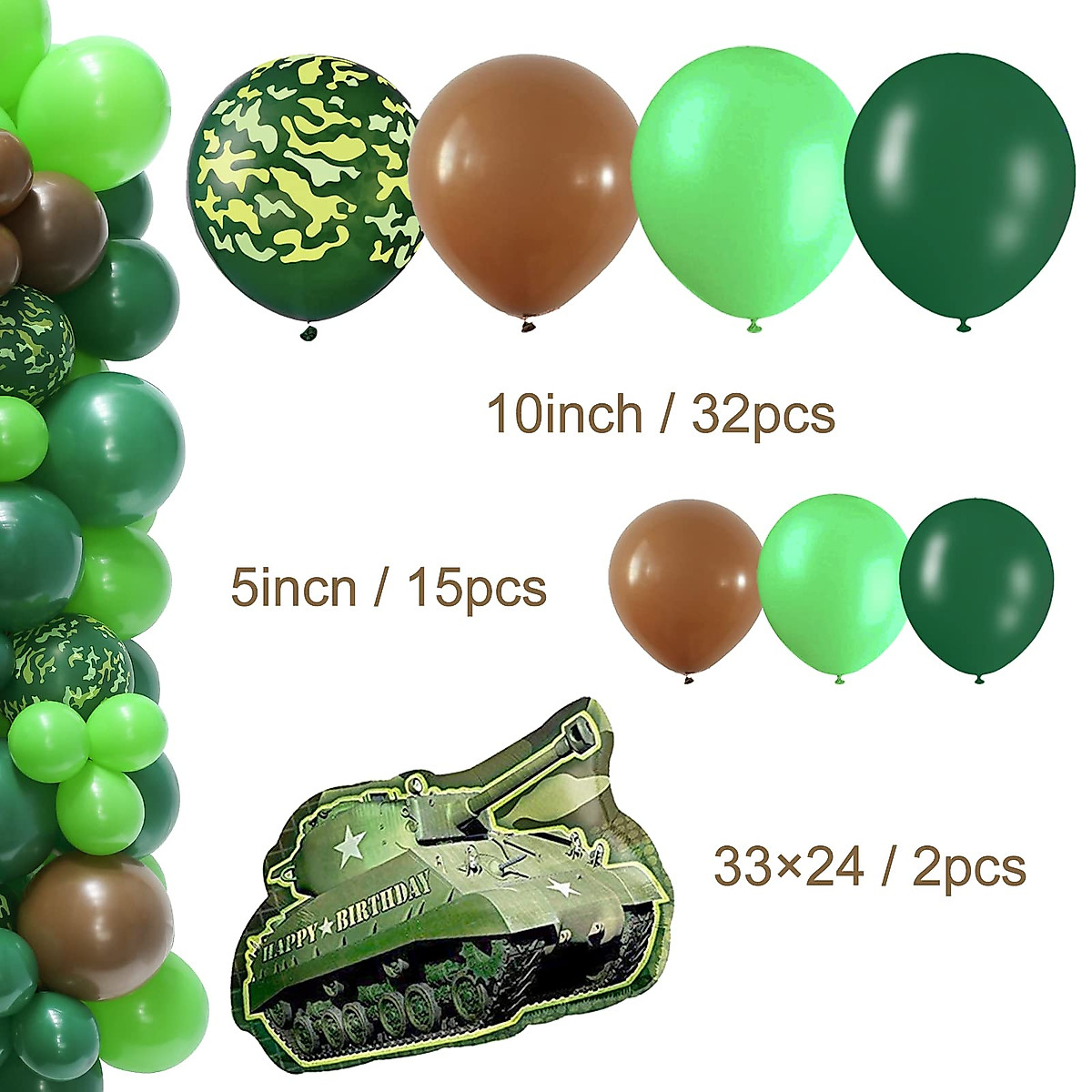 Homond Army Party Decorations, Army Birthday Party Supplies Kit, Army Decorations For Party, Army Banner Cake Topper Swirls, Camouflage Balloon Garland Arch Kit Green Brown