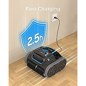 WYBOT High-end Cordless Wall Climbing Robotic Pool Cleaner with APP Mode, Smart Mapping Tech, Lasts 180mins, Automatic Pool Vacuum Robot with Powerful Suction, Fast Charging Fit for Inground Pools