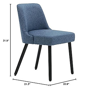 MINCETA Dining Chair,Morden Wood Leg Upholstered Kitchen Chair Set of 2,Performance Fabric in Navy