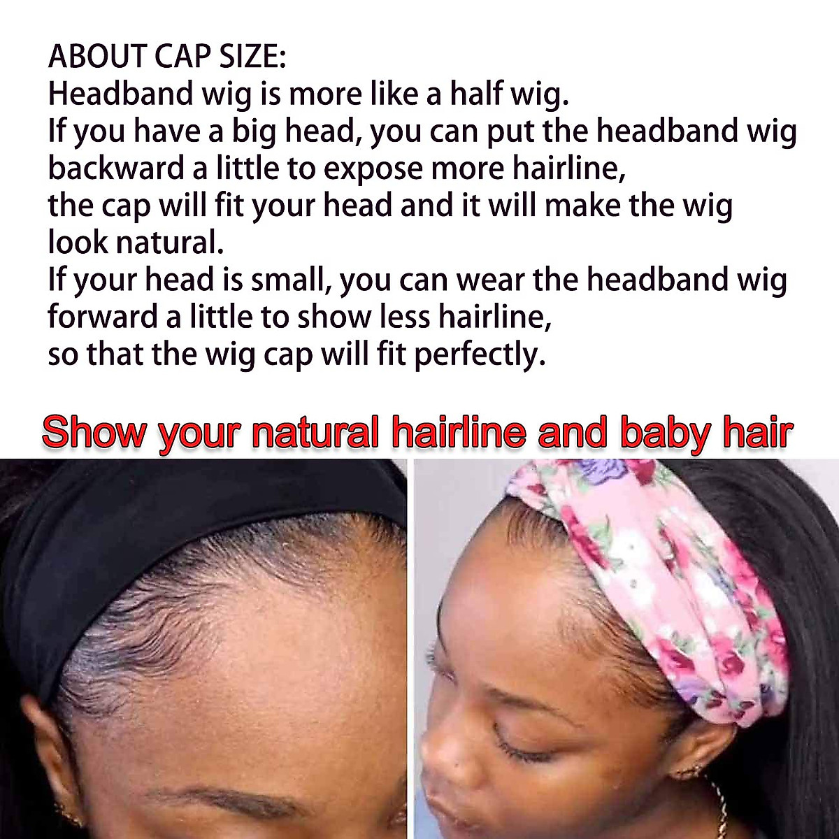 SWEETGIRL Curly Headband Wig Human Hair Wigs for Women Short Curly Bob Headband Wigs Ready to Wear and Go Glueless Wigs Curly Pixie Cut Half Wig 150% Density Natural Black 6 Inch