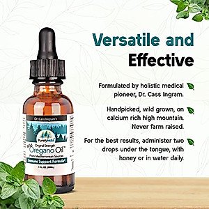 PURELY WILD Oregano Oil from Mediterranean Sources - Dr Cass Ingram’s Original Strength Immune Support Formula Oil of Oregano - Non GMO Wild Oregano Organic Oil 432 Total Servings - 1 fl oz
