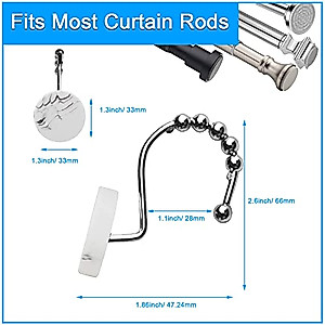 Marble Shower Curtain Ring Hooks Rust Proof Decorative for Bathroom Towel Clothes Kitchen Utensil Living Room (White with Glide Balls)