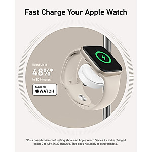 Anker MagSafe-Compatible iPhone 16 Wireless Charging Stand, MagGo 3 in 1 Wireless Charging Station, Qi2 Certified 15W Wireless Charger, Desk Accessory, for iPhone 16/15/14/13/12, Apple Watch, AirPods