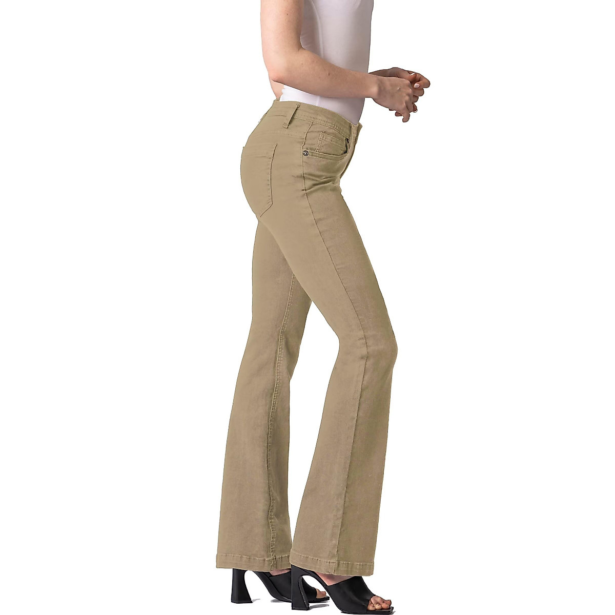 Hybrid & Company Women's Skinny Bootcut Stretch Pant P31699BLX Beige/Khak 18