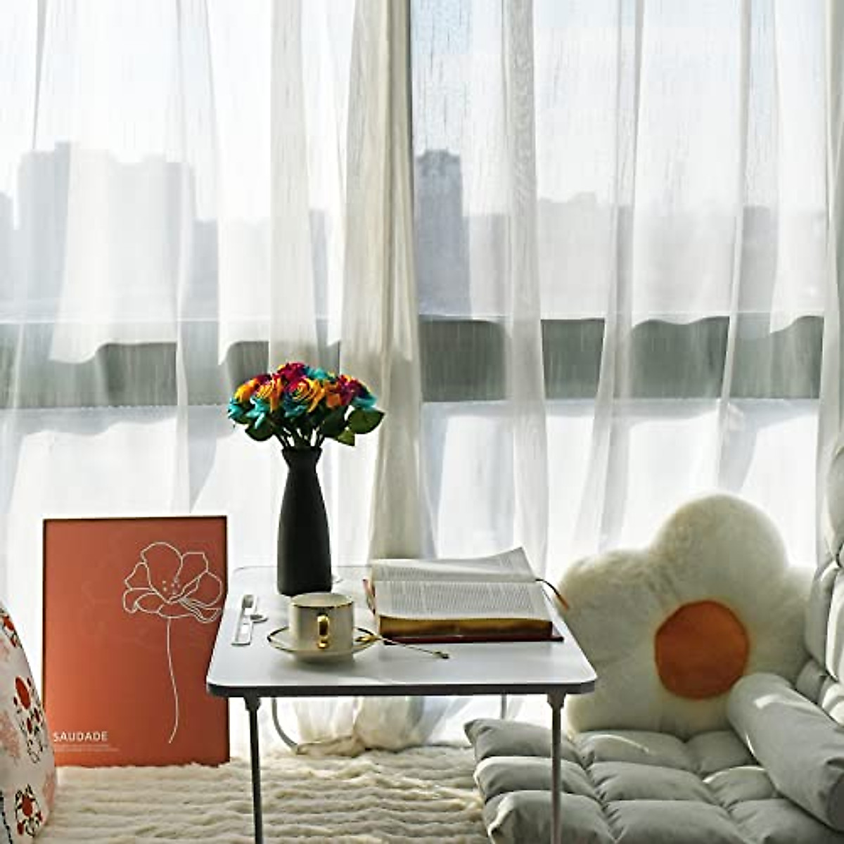 Mandy's 10pcs Rainbow Flowers Artificial Silk Rose Flowers for Mother's Day Home Decoration Bridal Wedding Bouquet and Parties