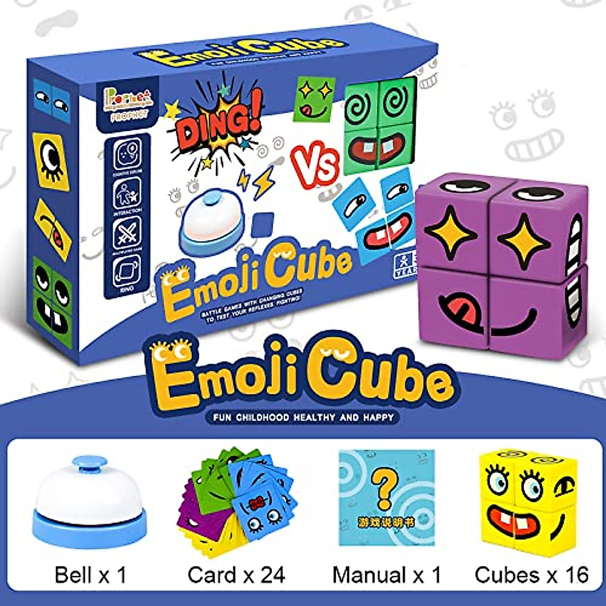 NooQee Expressions Matching Block Puzzle Educational Games Toy Face-Changing Cube Building Block for Kids Preschool 3 Years and Up