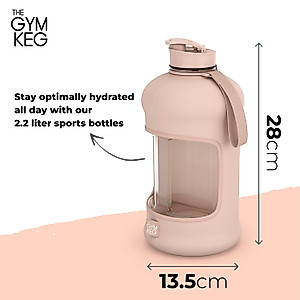 THE GYM KEG Sports Water Bottle - 2.2 L Insulated, Half Gallon, Carry Handle, Big Water Jug For Sport, Large Reusable Water Bottles, Ecofriendly, Tritan BPA Free Plastic, Leakproof