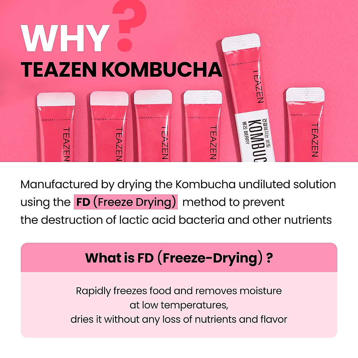 TEAZEN Kombucha 4 Flavors 40 Sticks Variety Pack, Kombucha Lemon, Peach, Berry Citron (40 Sticks)