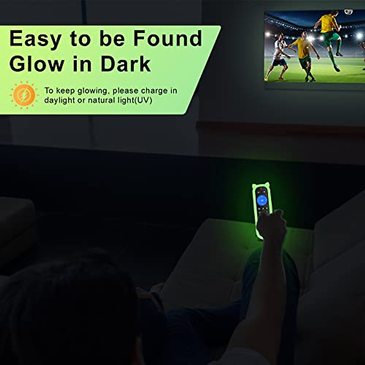 Bedycoon 2 Pack Green Glow Protective Remote Case for TCL Roku TV RC280 RC282 Remote, Shock Proof Silicone Universal Remote Controller Cover, Cute Cat Ear Shape, with Wrist Strap Anti-Lost