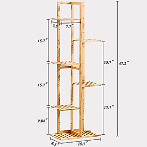Bamboo 6 Tier 7 Potted Plant Stand Rack Multiple Flower Pot Holder Shelf Indoor Outdoor Planter Display Shelving Unit for Patio Garden Corner Balcony Living Room
