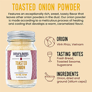 Burlap & Barrel Toasted Onion Powder – Rich, Savory-Sweet Flavor – Flavorful Onion Seasoning for Cooking – As Seen On Shark Tank - 2.9oz Glass Jar