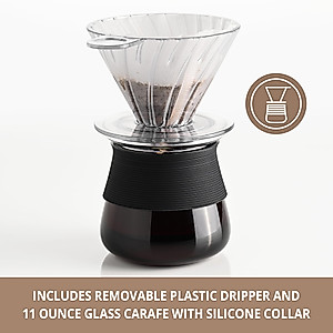 TRU Automatic Pour Over Coffee Maker with Digital Controls - Auto Coffee Maker with Plastic Cone Dripper - Coffee Brewer for Household Use
