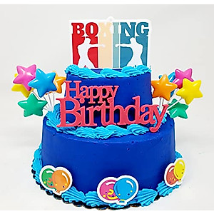 Boxing Themed 7 Piece Boxer Birthday Cake Topper Set