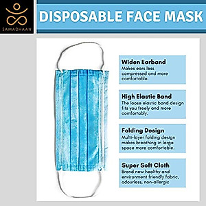 Samadhaan Face Mask, Non Woven Thick 3-Layer Breathable Face Masks with Adjustable Earloop, Mouth and Nose Protection Dust face Mask Disposable (Pack of 50)
