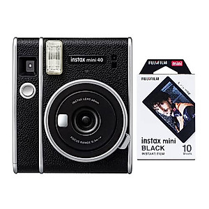 Fujifilm Instax Mini 40 Instant Film Camera with Black Framed Film (10 Exposures) Bundle (2 Items)