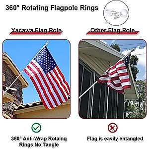 yacawa Flag Pole Kit for House with Holder Upgraded Tangle Free Flagpole Rings 5ft Stainless Steel Flagpole Wall Mounted American White Flagpole for Residential Garden Yard Truck with Bracket