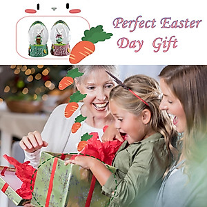 Aobaks S/2 Easter Bunny Snow Globe Decorations, Easter Rabbit Decor, Rabbit Decor, Easter Bunny Figurine, Spring Decoration, conejos de Pascua Home Decor