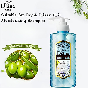 Moist Diane Natural & Organic Moisturizing Hair & Scalp Shampoo with Pump for Women & Men for Dry & Damaged Hair, Japanese Hydrating Botanical Refresh & Moist Haircare Products, 16.2 Fl Oz/480ml