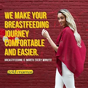 Gold Mamas Nursing Cover Up for Breastfeeding - Privacy Nursing Covers - Breathable - Ponchy Newborn Essentials Must Haves - Cardinal