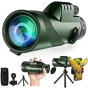 80x100 Monocular-Telescope High Powered Monocular for Adults Monocular for Smartphone Adapter Monocular Telescope Hunting Wildlife Bird Watching Travel Camping Hiking